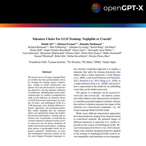 Publication Alert 📢 How Does The Choice Of Tokenizer Affect The Computational Training Costs And