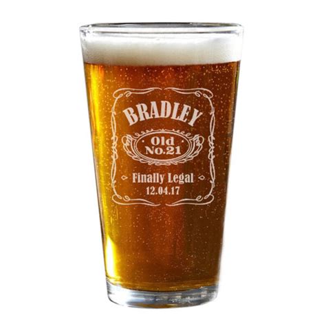 Personalized Pint Glass 21st Birthday Pint Glass Engraved Etsy