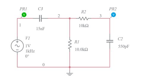 Passive RC Band Pass Filter Multisim Live