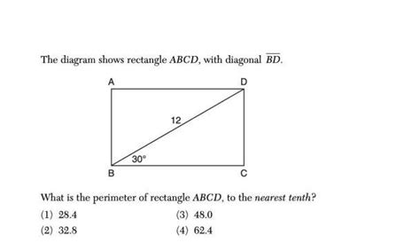 Answered The Diagram Shows Rectangle Abcd With Diagonal Bd A D 30 12
