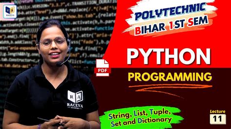 Python Programmingstring List Tuple Set And Dictionary Ch3 Lec 11 Bihar Semester Live