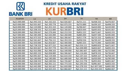 Brosur KUR BRI 2024 Tabel Angsuran Pinjaman 20 Sampai 100 Juta Syarat