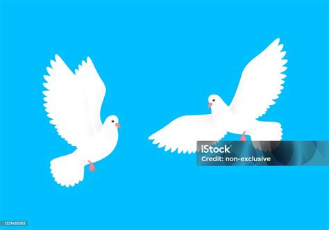 비둘기의 커플 하늘에 흰색 무료 새 종이 비둘기 실루엣입니다 벡터 일러스트레이션 귀여운에 대한 스톡 벡터 아트 및 기타 이미지 귀여운 깃털 날기 Istock