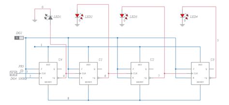 4 BIT Asynchronous Down Counter Multisim Live