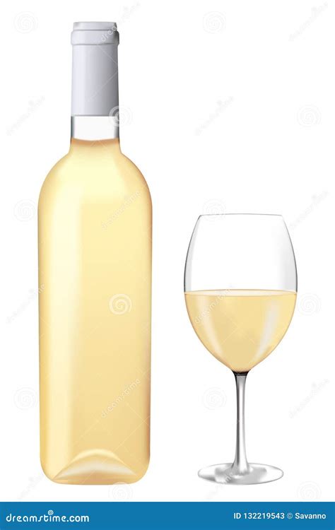 White Wine Bottle With Glass Stock Vector Illustration Of Glass