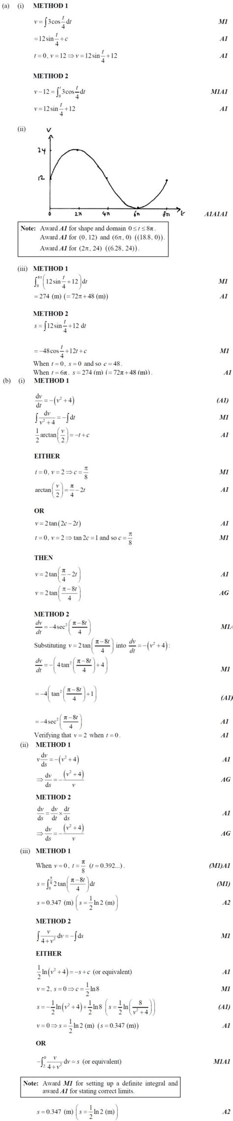 Ibdp Past Year Exam Questions Kinematics Ibdp Math Hlsl
