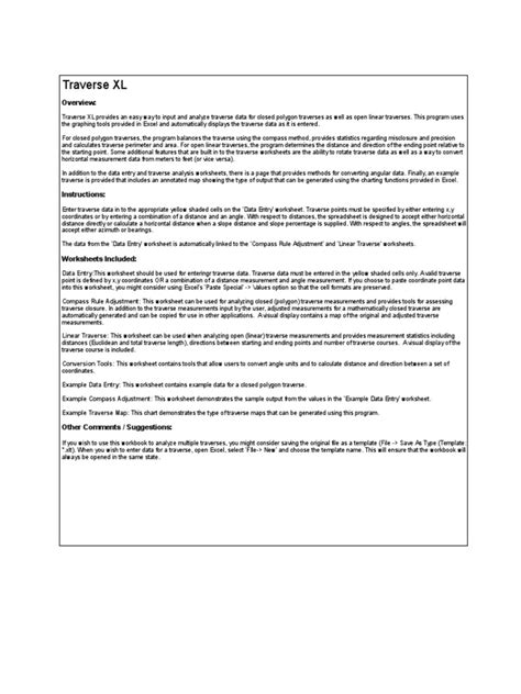 Traverse Sheet Pdf Microsoft Excel Azimuth