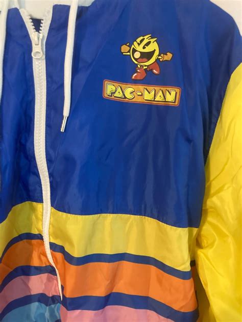 Pac Man Windbreaker Jacket Video Game Hoodie Colorblo Gem