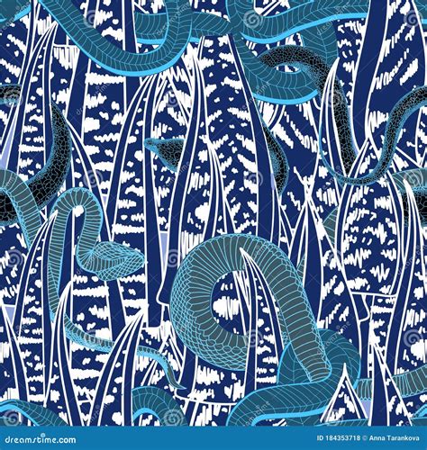 Exotic Pattern With Snakes Reptiles Pattern Snakes In The Grass Blue Drawing Summer Bright