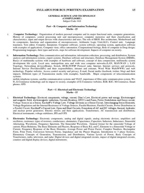 Bcs Computer Written Syllabus Pdf Electrical Network Voltage