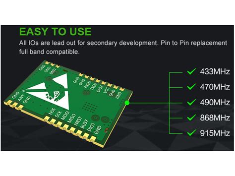Lora Sx1262 Module 22dbm 850 930mhz Spi U Fl Modtronix