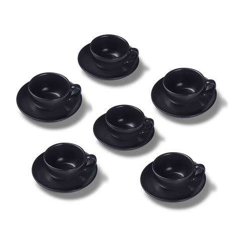 Terra Home 6er Cappuccinotassen Set Schwarz Matt Komplett