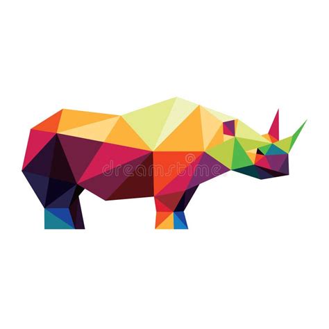 Rhinoceros In Colorful Polygon Low Poly Rhino Silhouettes Colorful