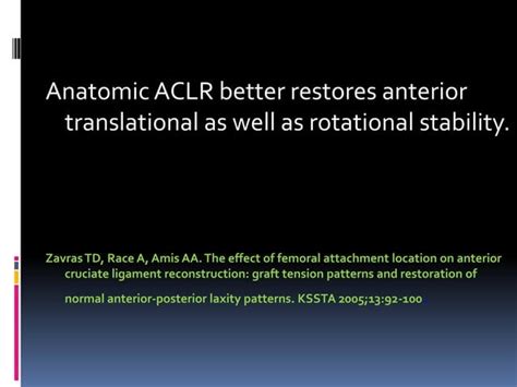 Evolution Of Tunnel Placement In Acl Reconstruction