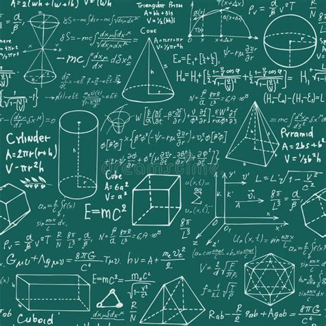 Seamless Pattern With Mathematical Formulas And Geometrical Figures Stock Vector Illustration