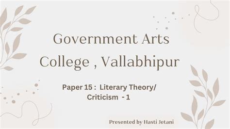 A Study Of Literary Theory Criticism 1pdf