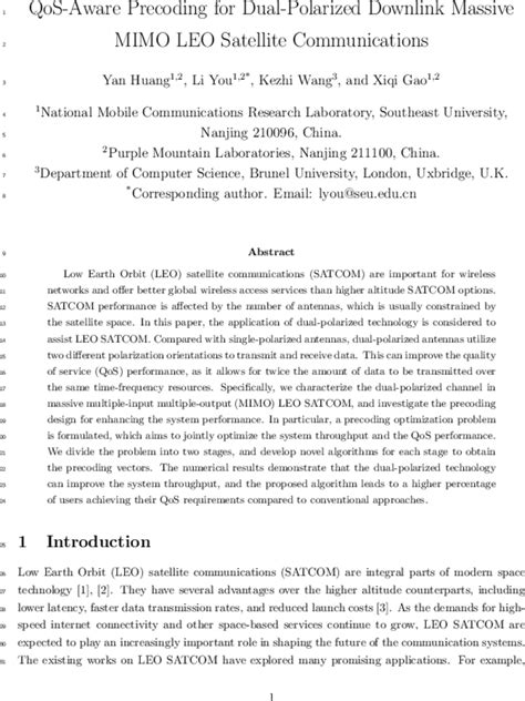 Qos Aware Precoding For Dual Polarized Downlink Massive Mimo Leo Satellite Communications
