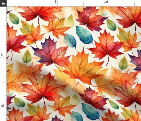 Autumn Watercolor Maple Leaves Print Fabric Spoonflower