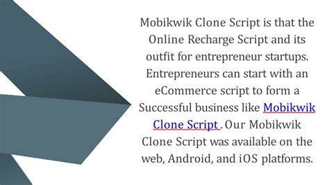 ppt best mobikwik clone script powerpoint