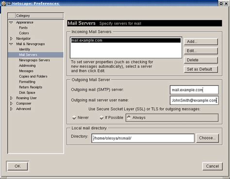 Configuring Netscape Mail