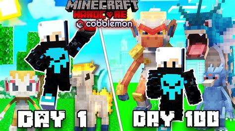 I Survive 100 Days In Cobblemon Minecraft Pokemon Youtube