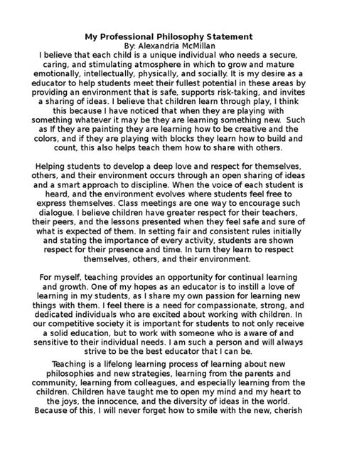 Philosophy Statement Pdf