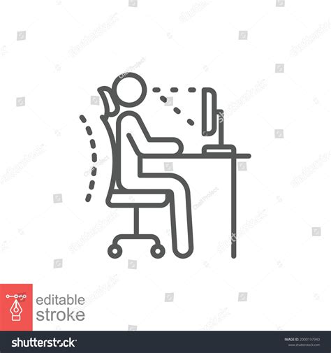 Ergonomic Workplace Icon Computer Desk Workstation Stock Vector
