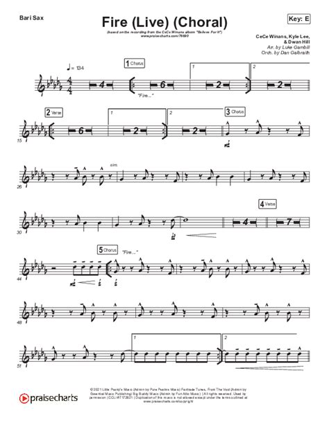 Fire Choral Anthem Satb Bari Sax Sheet Music Pdf Cece Winans Arr