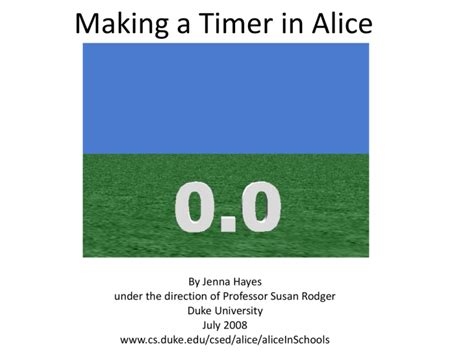 Alice Timer Tutorial Create A Countdown Timer