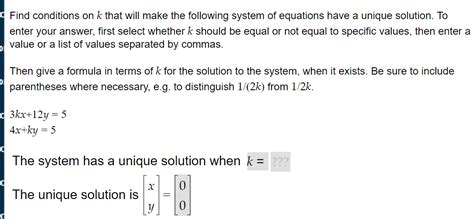 Solved Find Conditions On K That Will Make The Following Chegg Com