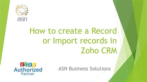 How To Create A Record Or Import Records In Zoho Crm Youtube