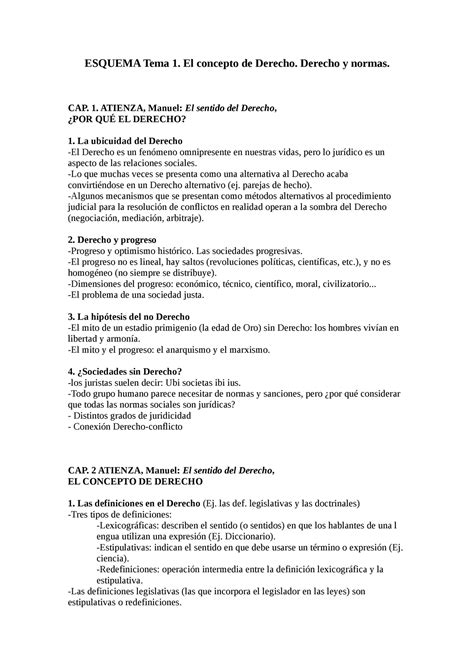Esquema Capítulos 1 3 Tema 1 Esquema Tema 1 El Concepto De Derecho