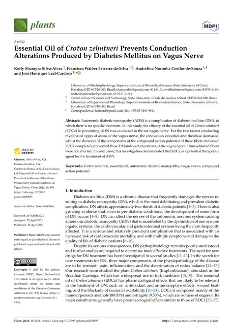 Pdf Essential Oil Of Croton Zehntneri Prevents Conduction Alterations