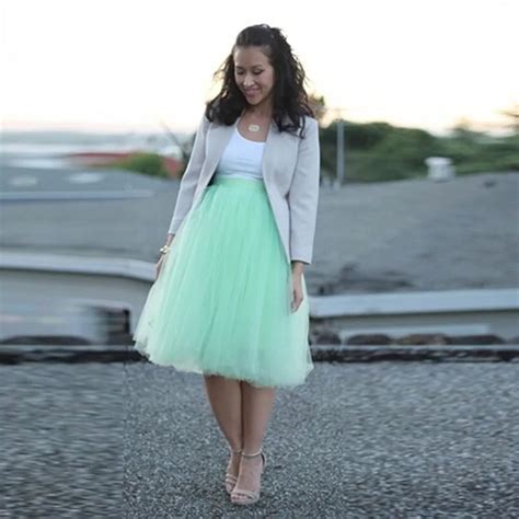 Mint Green Skirt Girl Multi Layers Tutu Skirts Midi Tulle Women Skirt
