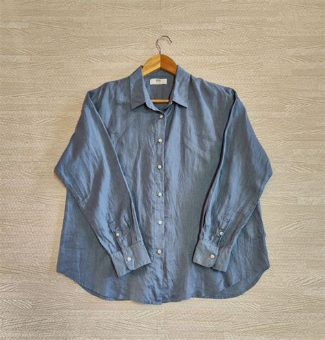 Uniqlo ยูนิโคล่ เสื้อเชิ้ต ลินิน 100 Premium Linen Size L หญิง มือ2 Th