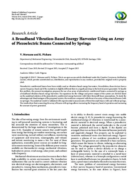 Pdf A Broadband Vibration Based Energy Harvester Using An Array Of Piezoelectric Beams
