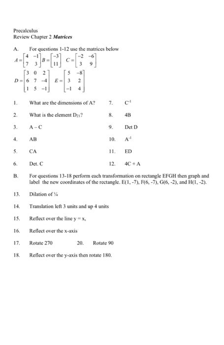 Precalculus Questions And Answers