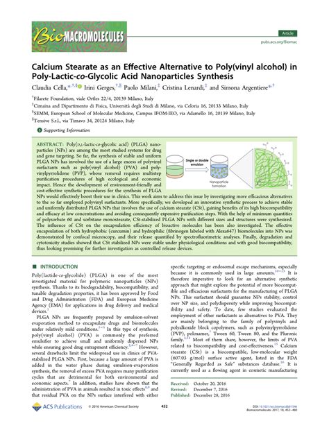 Pdf Calcium Stearate As An Effective Alternative To Polyvinyl