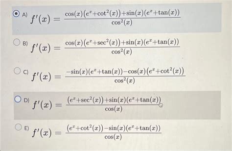 Solved Differentiate The Following Function Oa Ob O C