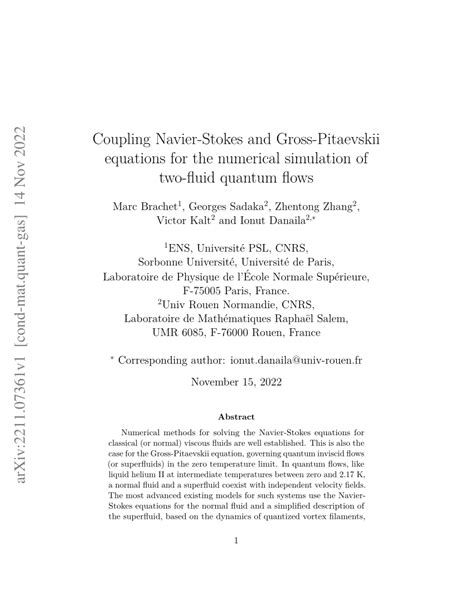 Pdf Coupling Navier Stokes And Gross Pitaevskii Equations For The