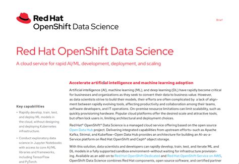 Red Hat Openshift Data Science A Cloud Service For Rapid Aiml Development Deployment And