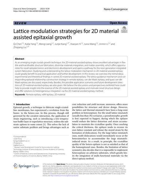 Pdf Lattice Modulation Strategies For 2d Material Assisted Epitaxial