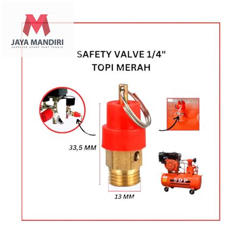Jual Mini Safety Valve Safety Valve Kompressor Drst 1 4 Tekanan Max 10 Bar Merah Shopee