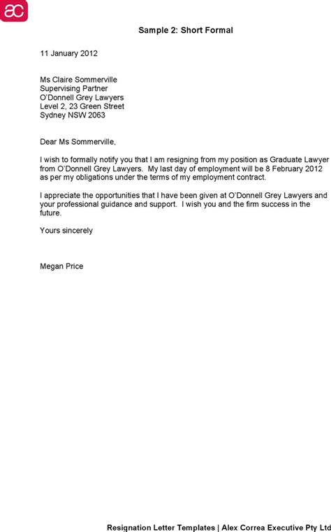 Free Printable Sle Resignation Letter