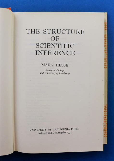 The Structure Of Scientific Inference By Hesse Mary Near Fine