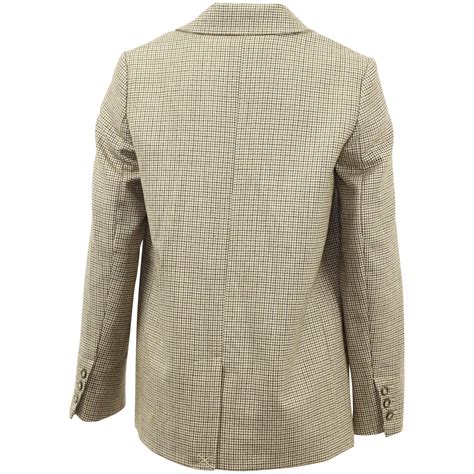 Beige Houndstooth Wool Double Breasted Blazer Hardly Ever Worn It