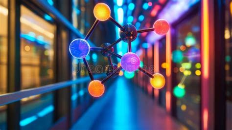 Glowing Molecular Structure In Vibrant Colors Stock Illustration Illustration Of Atomic