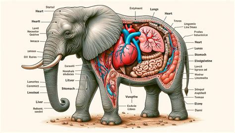 A Drawing Of An Elephant With The Organs Labeled With The Organs