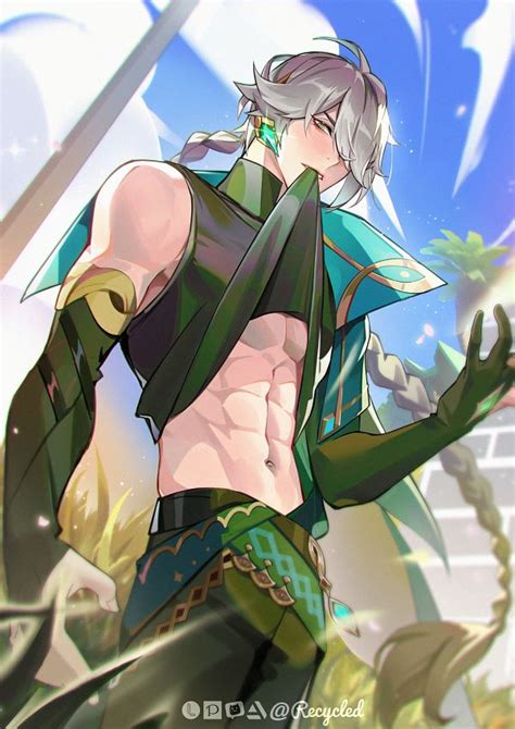 Rule 34 Alhaitham Genshin Impact Bare Chest Genshin Impact Grey