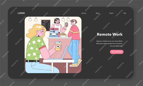 Premium Vector Cafe Workspace Vibe Woman Multitasking On Laptop With Coffee While Barista